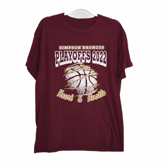 Other | Simpson Broncos Men Maroon T Shirt Playoffs 222 Heart Hustle ...